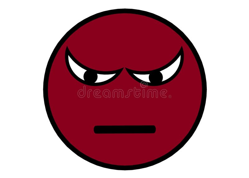 A Red Angry Emoticon Smiley Face Expression White Backdrop Stock ...