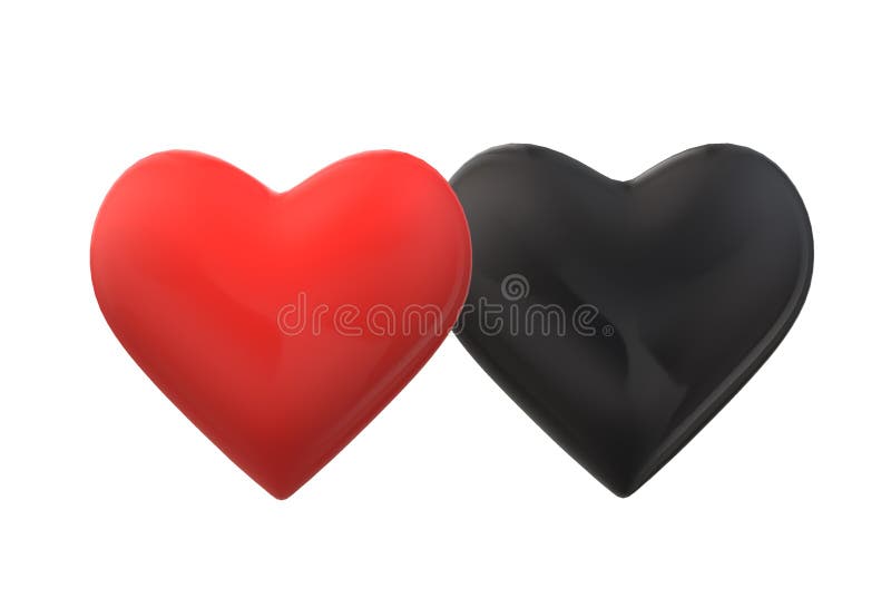 An Illustration Image of Two Hearts Side by Side, One is Red while the ...