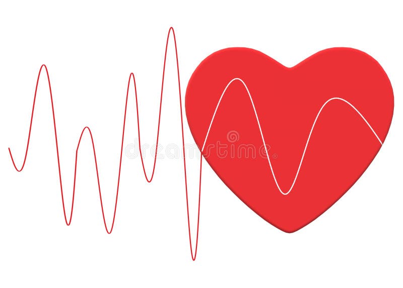 A Red Life Line Pulse Running Over a Red Heart Shape Symbol Stock ...