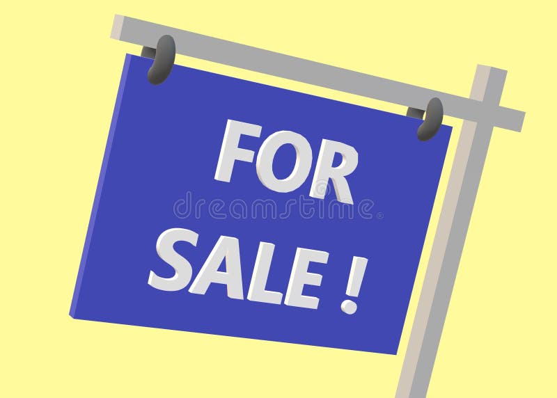 A for Sale Signage with White Font Blue Board Light Yellow Backdrop ...