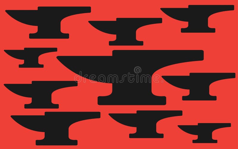 Several Anvils Metalworking Tool Set Against a Red Backdrop Stock ...