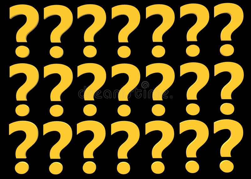 Several Golden Yellow Question Marks Punctuation Orderly Aligned ...