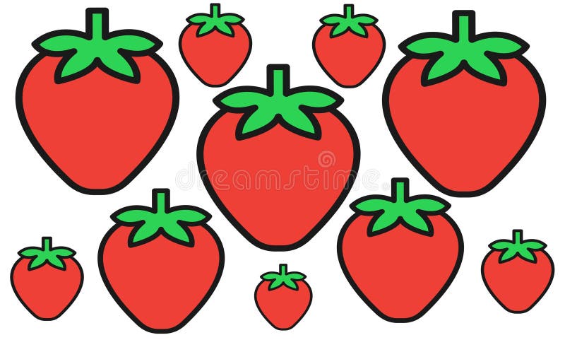 Several Many Numerous Strawberry Fruit Against a White Backdrop Stock ...