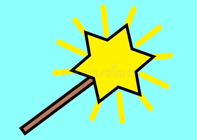 A Simple Magic Wand with a Glowing Star Tip Aqua Luminous Blue Backdrop ...
