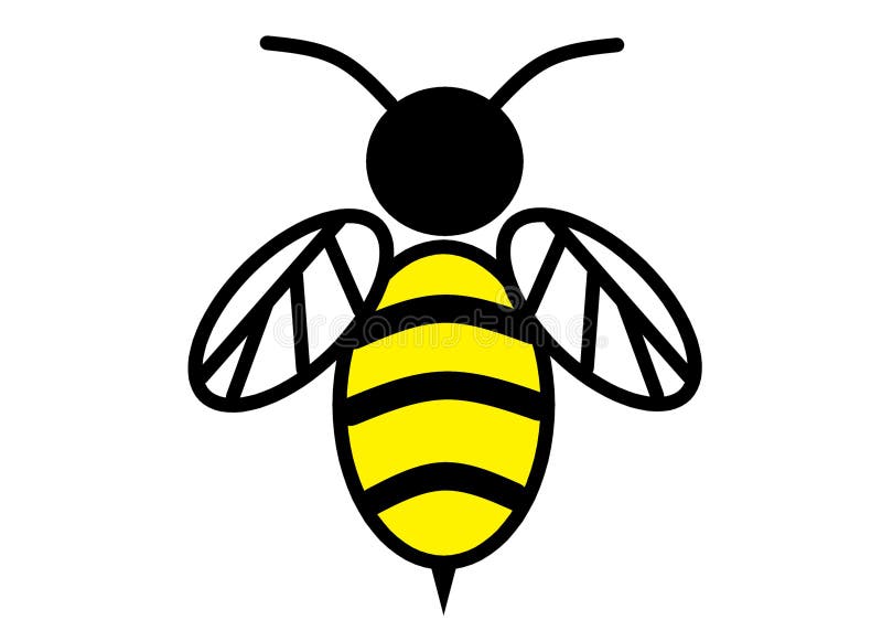 A Simple Shape Symbol Icon of a Yellow Honey Bee with Stinger White ...