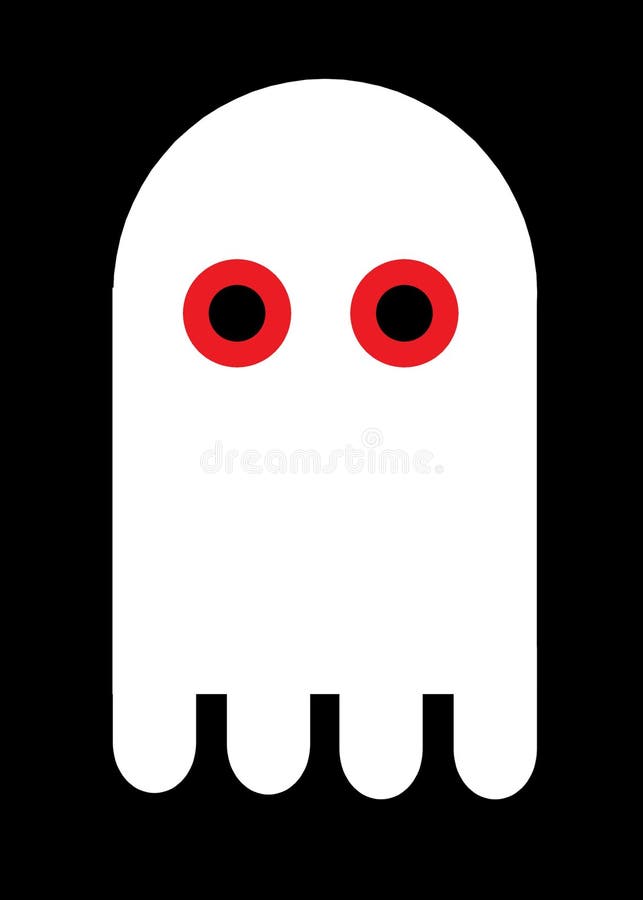 A Simple Simplified Outline Shape of a White Ghost Apparition Black ...