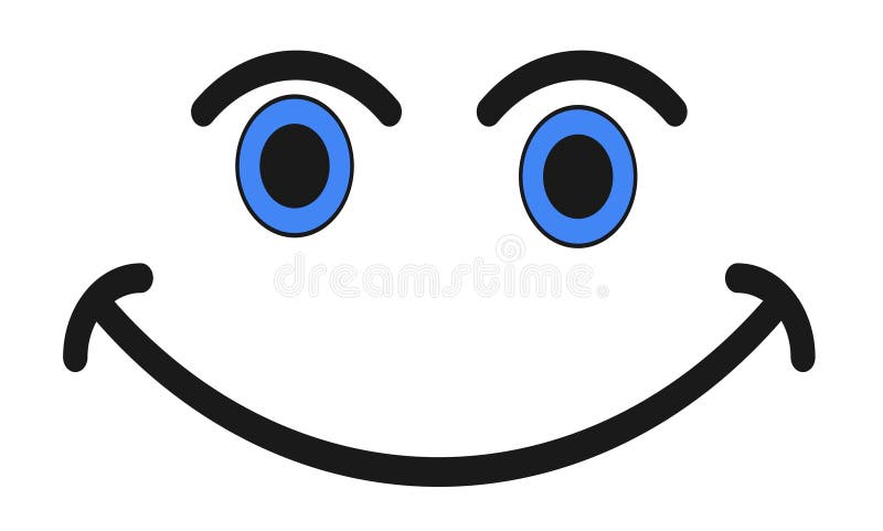 A Simple Smiling Face with Deep Blue Eyes Against a White Backdrop ...