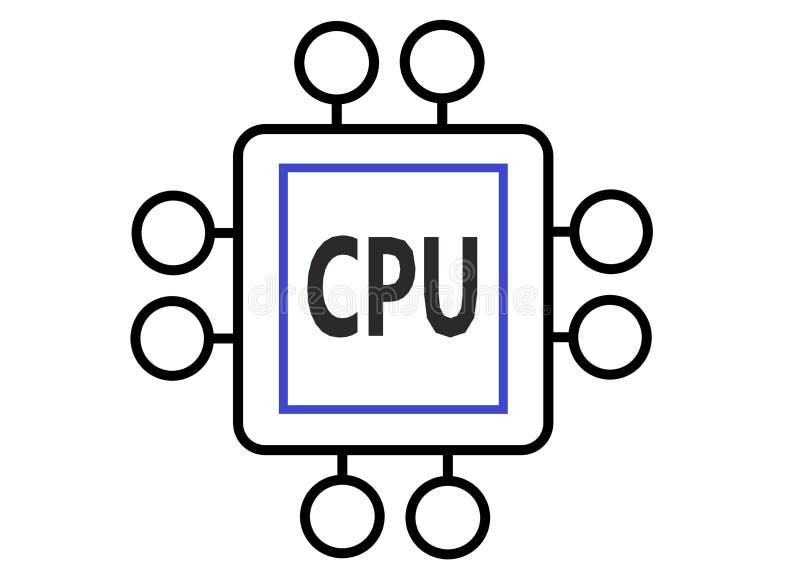 A Simple Symbol Outline Shape of a Central Processor Unit Integrated ...