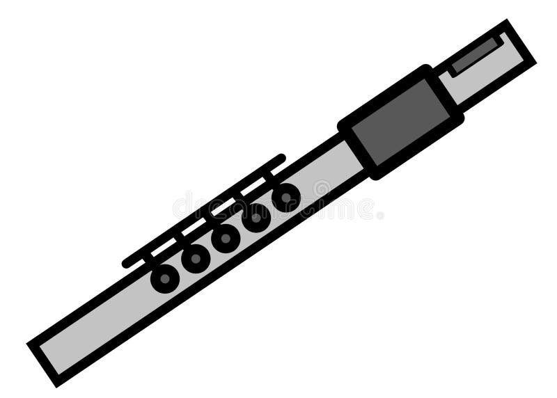 A Simplified Outline Shape of a Light and Dark Grey Flute Musical ...