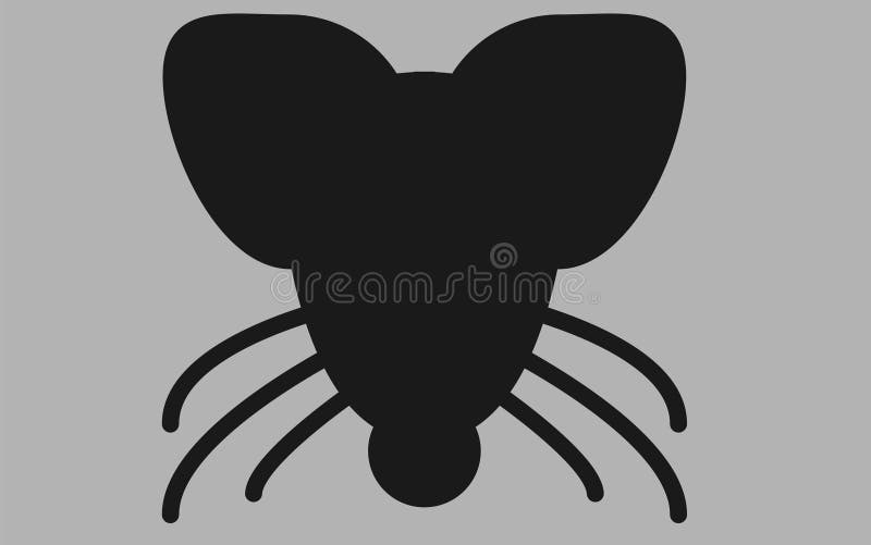 A Single All Bold Black Rat Head Outline Silhouette Shape Against a ...