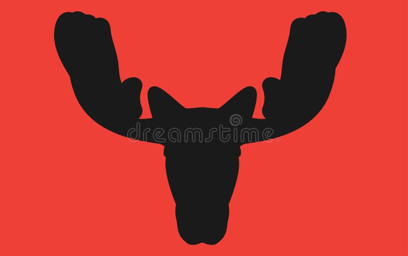 A Single Moose Head Outline Shape All Black Silhouette Against a Red ...
