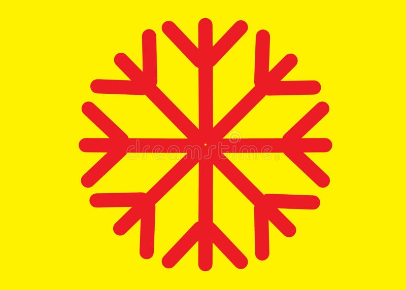 A Single Red Simple Snowflake Outline Graphics Pattern Yellow Backdrop ...