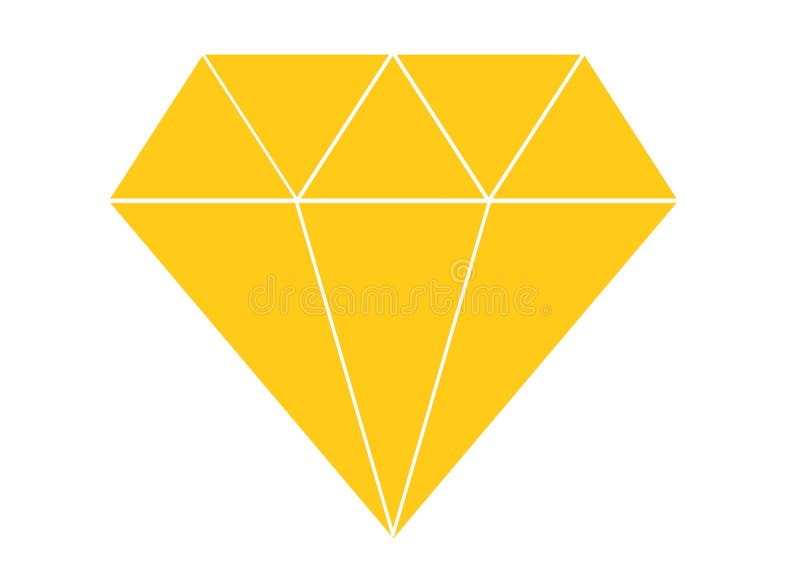 A Single Simple Outline Shape of a Golden Yellow Diamond White Backdrop ...