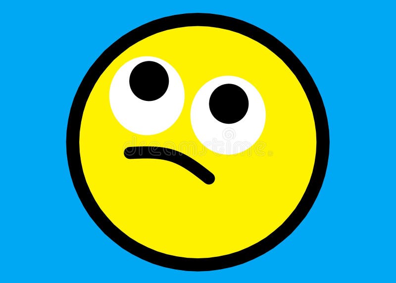 A Thinking Considering Pondering Expression Smiley Emoticon Light Blue ...