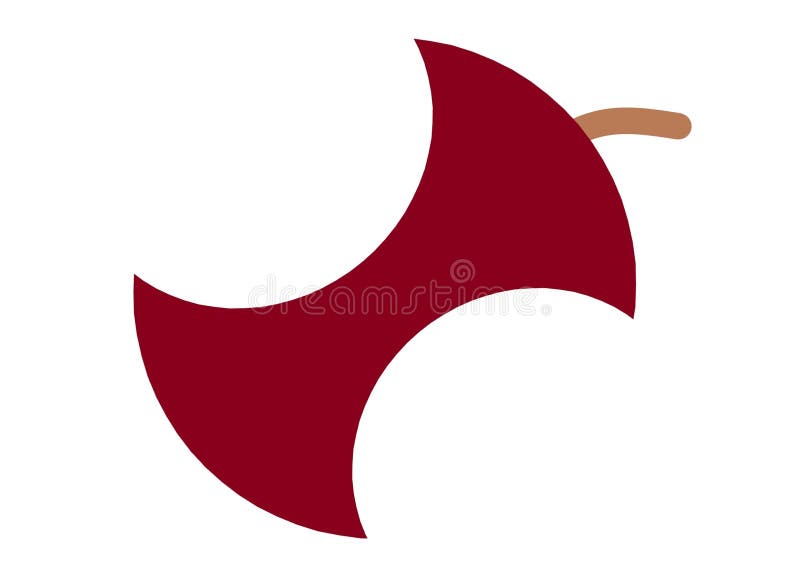 A Tilted Simple Outline Shape of a Red Apple Bitten at Both Sides White ...