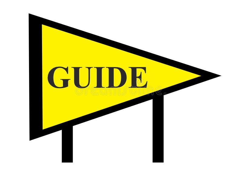 A Triangular Yellow Guide Signage with a Pair of Black Supports White ...