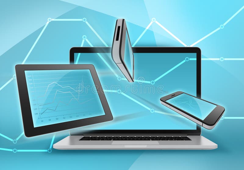 Computer Generated Illustration, Tablet, Phone Stock Illustration ...