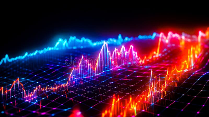 Computer Generated Image of Bar Chart with Colored Lights on the Top of ...