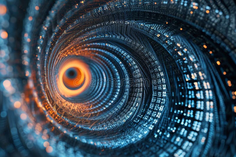 Computer Generated Image of a Black Hole, Binary Code Transformed into ...