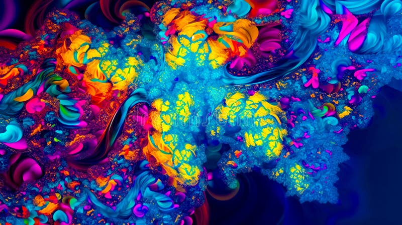 Computer Generated Image of Blue, Yellow, and Red Flower Design ...