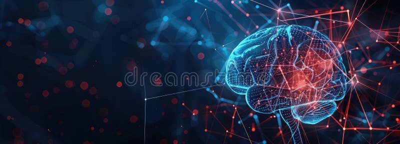 A Computer Generated Image of a Brain Made of Lines and Dots Stock ...