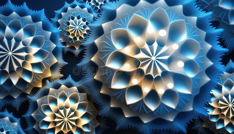 A Computer Generated Image of a Bunch of Flowers in Blue and Yellow ...