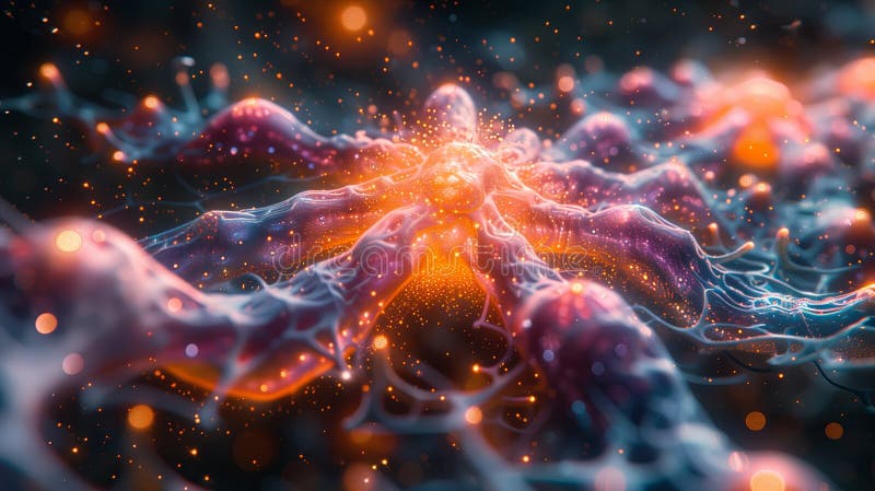 A Computer Generated Image of a Cell with a Light Coming Out of it ...