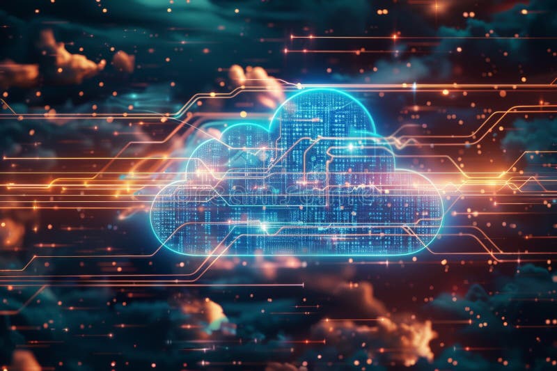 A Computer Generated Image of a Cloud with a Blue Center and Orange ...