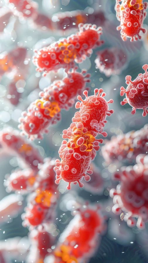 A Computer Generated Image of a Cluster of Red Bacteria Suspended in a ...