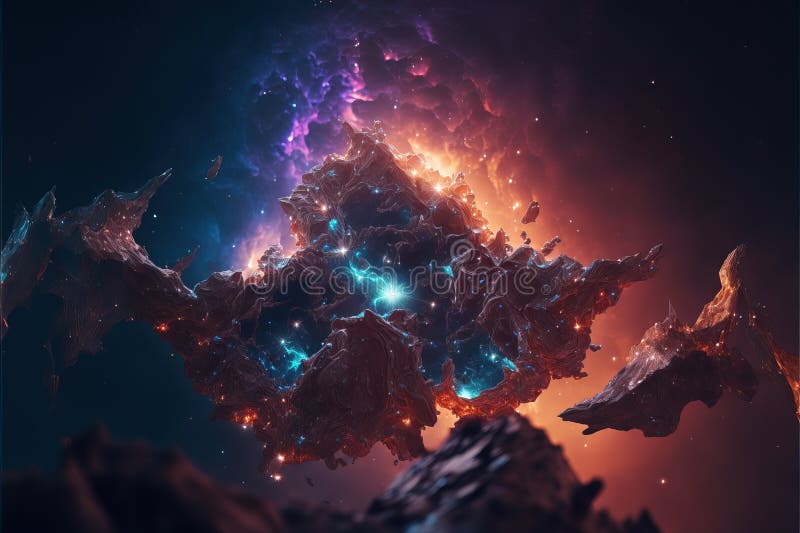 A Computer Generated Image of a Cluster of Stars and Planets in Space ...