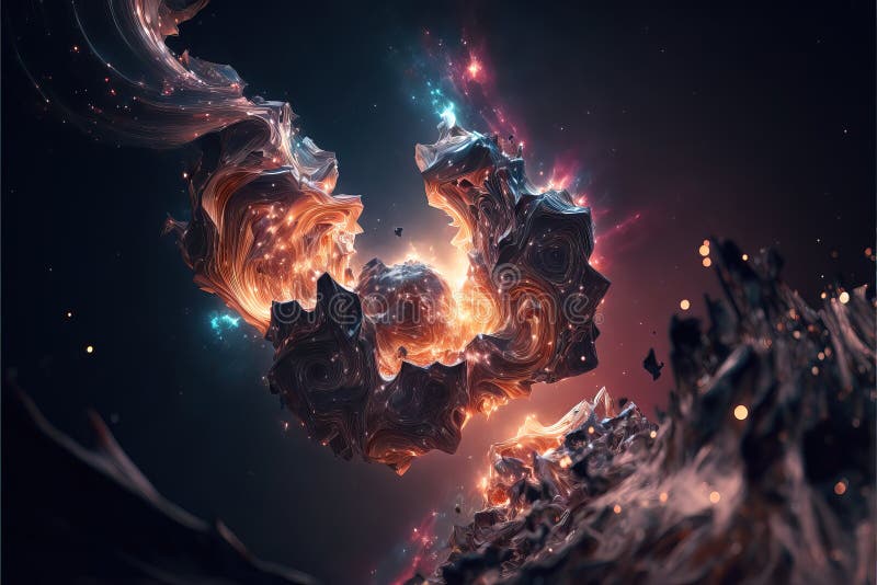 A Computer Generated Image of a Cluster of Stars and a Cluster of Rocks ...