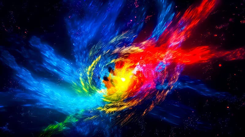 Computer Generated Image of Colorful Explosion of Light and Matter in ...
