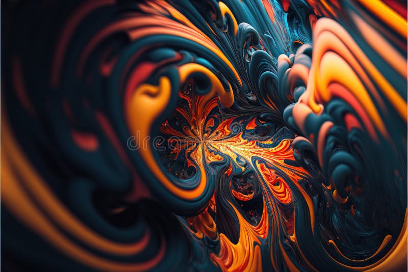 A Computer Generated Image of a Colorful Swirl Design in Orange Stock ...