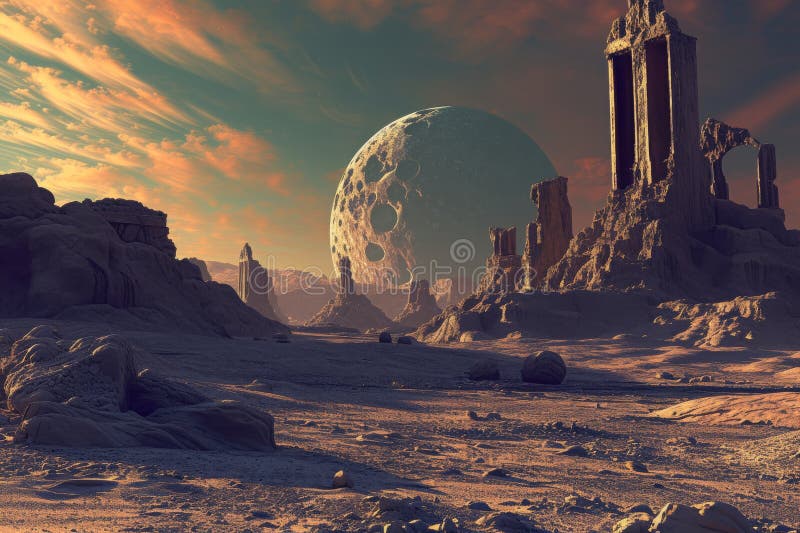 Computer Generated Image of a Distant Planet, an Ancient, Advanced ...