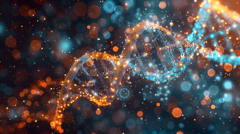 A Computer Generated Image of a Dna Strand Surrounded by Glowing ...