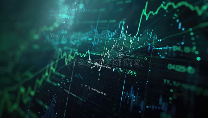 Computer Generated Image of an Electric Blue Graph in a Dark Forest ...