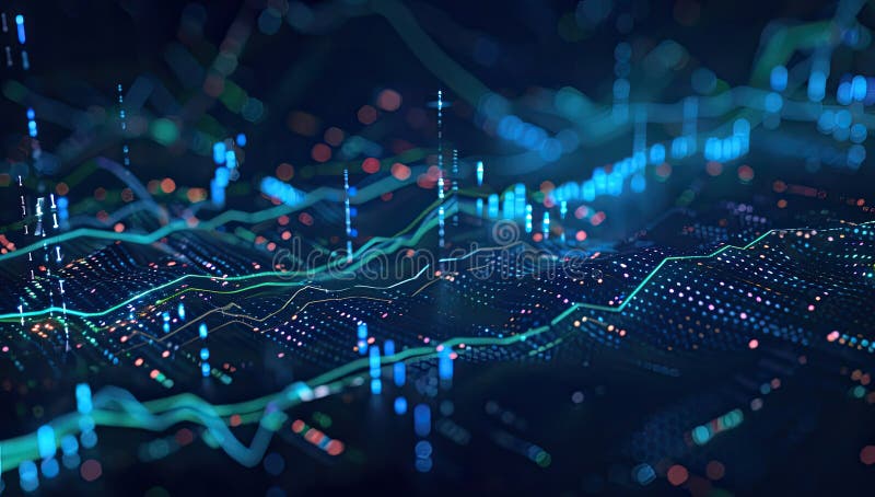 Computer Generated Image of an Electric Blue Graph in a Dark Forest ...