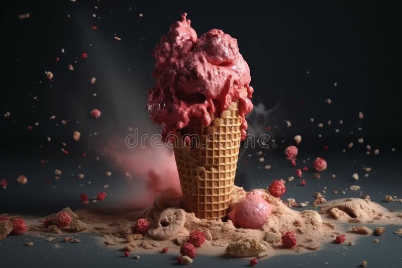 Computer-generated Image of Exploding Splash of Ice Cream Cone ...
