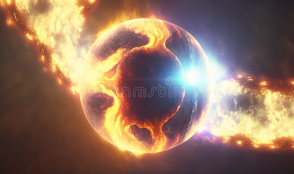A Computer Generated Image of a Fireball and a Black Hole Stock ...