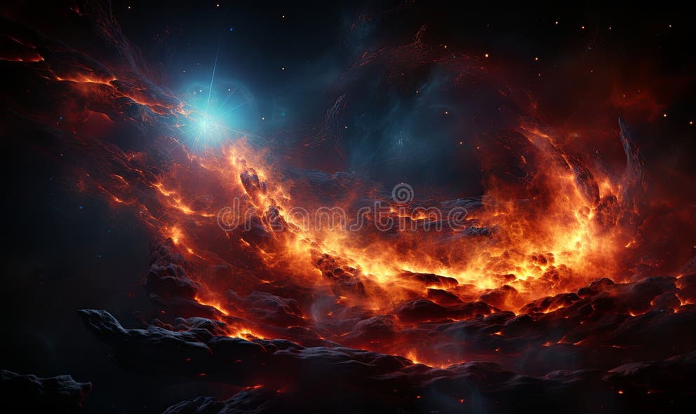 Computer Generated Image of a Fireball Exploding in the Sky Stock Image ...