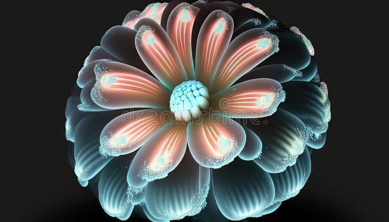 A Computer Generated Image of a Flower on a Black Background Stock ...