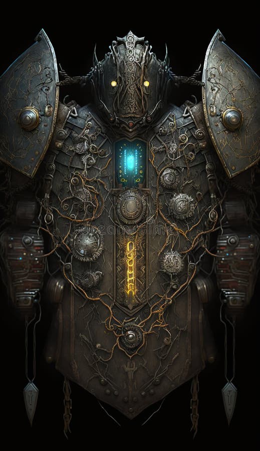 A Computer Generated Image of a Futuristic Armor with a Glowing Eye ...