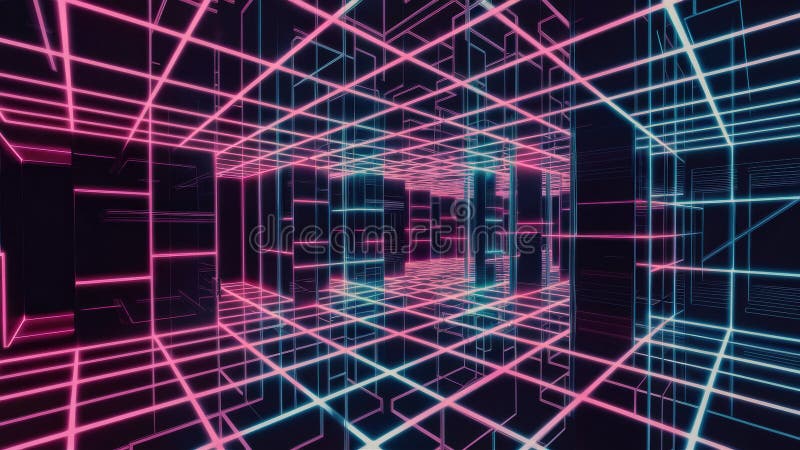 A Computer Generated Image of a Futuristic Room with Neon Lights, AI ...