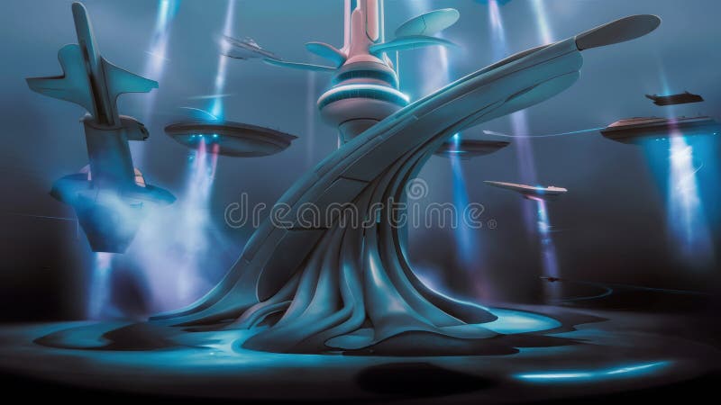 A Computer Generated Image of a Futuristic Sculpture with Jets and ...