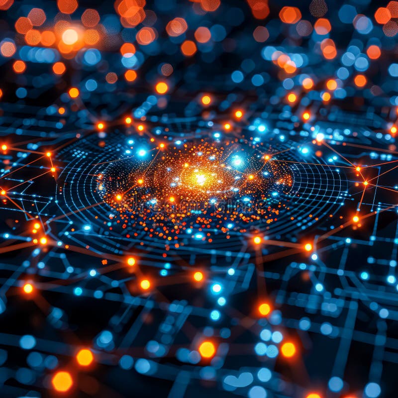 A Computer Generated Image of a Galaxy with a Bright Orange Star in the ...