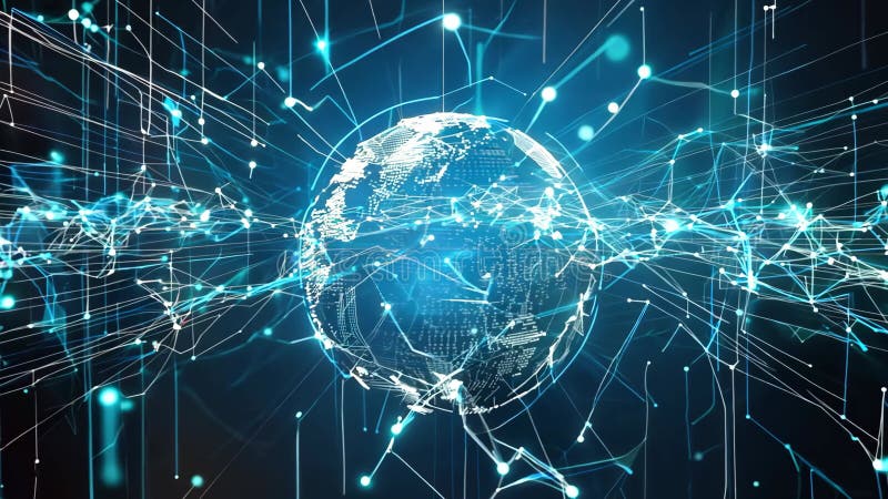 A Computer Generated Image of a Globe with a Blue and Green Background ...