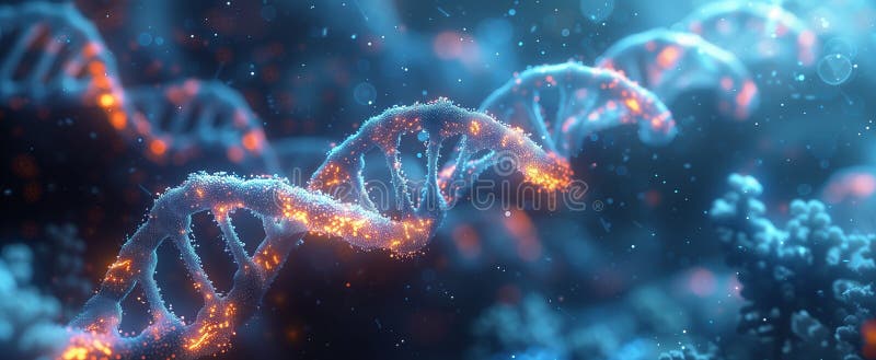 A Computer Generated Image of a Glowing Dna Strand Stock Photo - Image ...