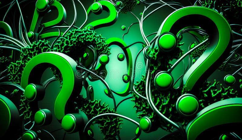 Computer Generated Image of Green Question Mark. Generative AI Stock ...