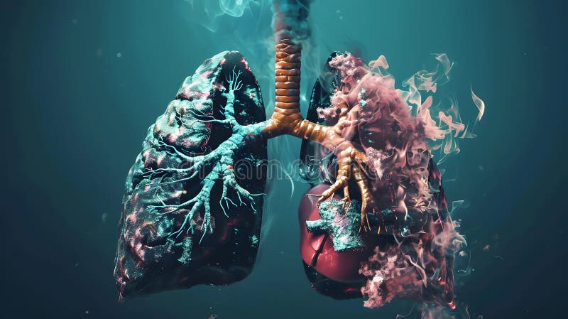 A Computer Generated Image of a Heart and Lungs in the Water Stock ...