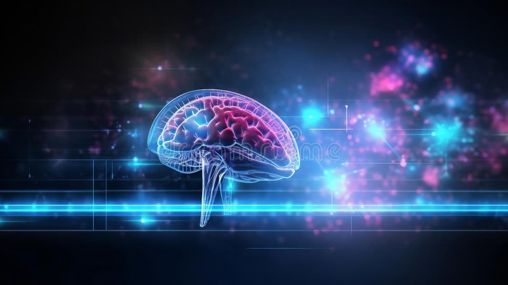 A Computer-generated Image of a Human Brain. Generative Ai Stock Image - Image of network ...